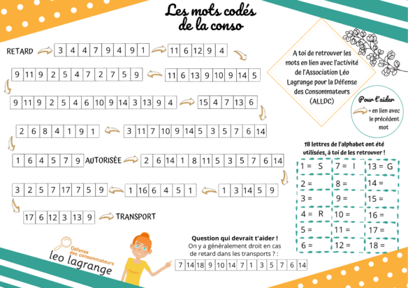 Les jeux de la Conso n° 5 : les mots codés - Association Léo Lagrange ...
